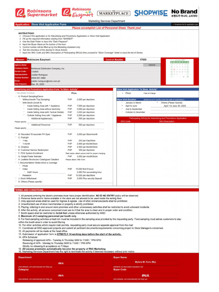 Approved Store Visit Letter Robinsons Easymart Apr To June 2023 | PDF