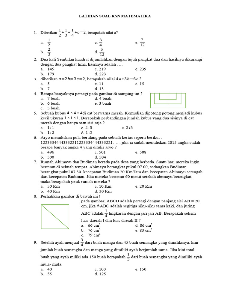 Latihan Soal KSN Matematika | PDF