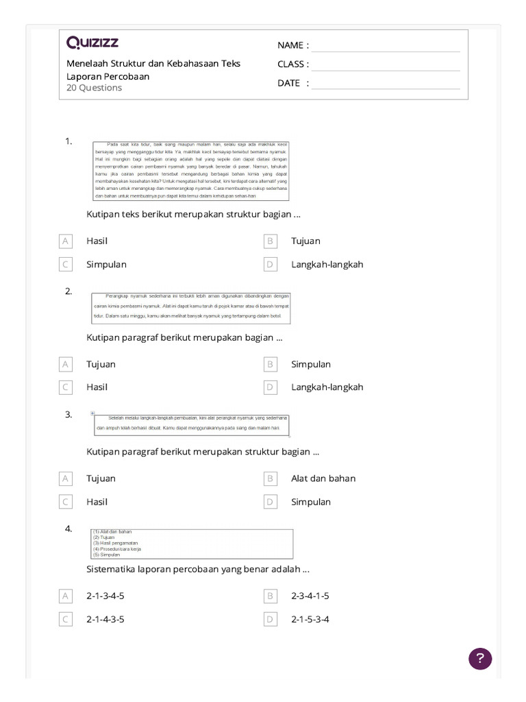 Menelaah Struktur Dan Kebahasaan Teks Laporan Percobaan | PDF