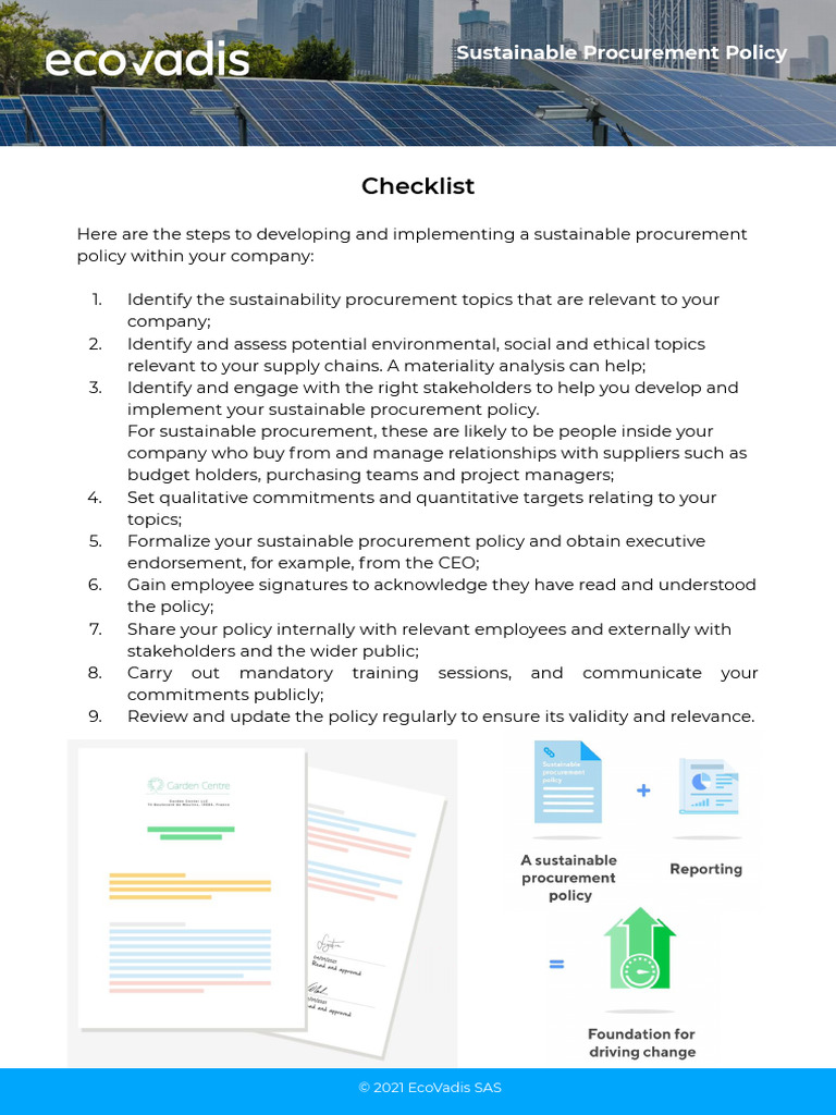 Sustainable Procurement Policy - Summary Checklist Handout | PDF