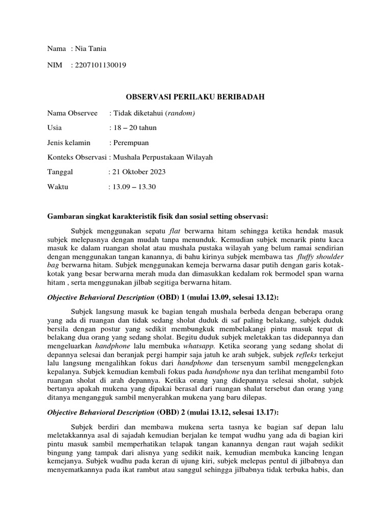 Observasi Narrative Description (NIA) | PDF