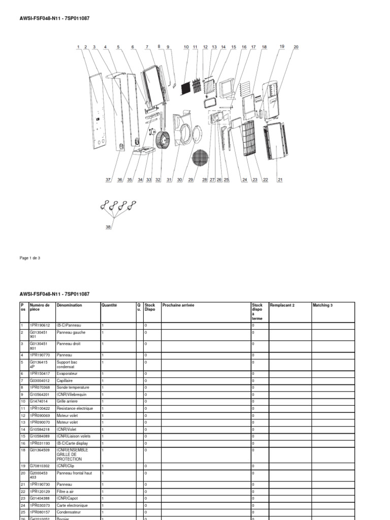 Liste de pièces pour AWSI-FSF048-N11 | PDF