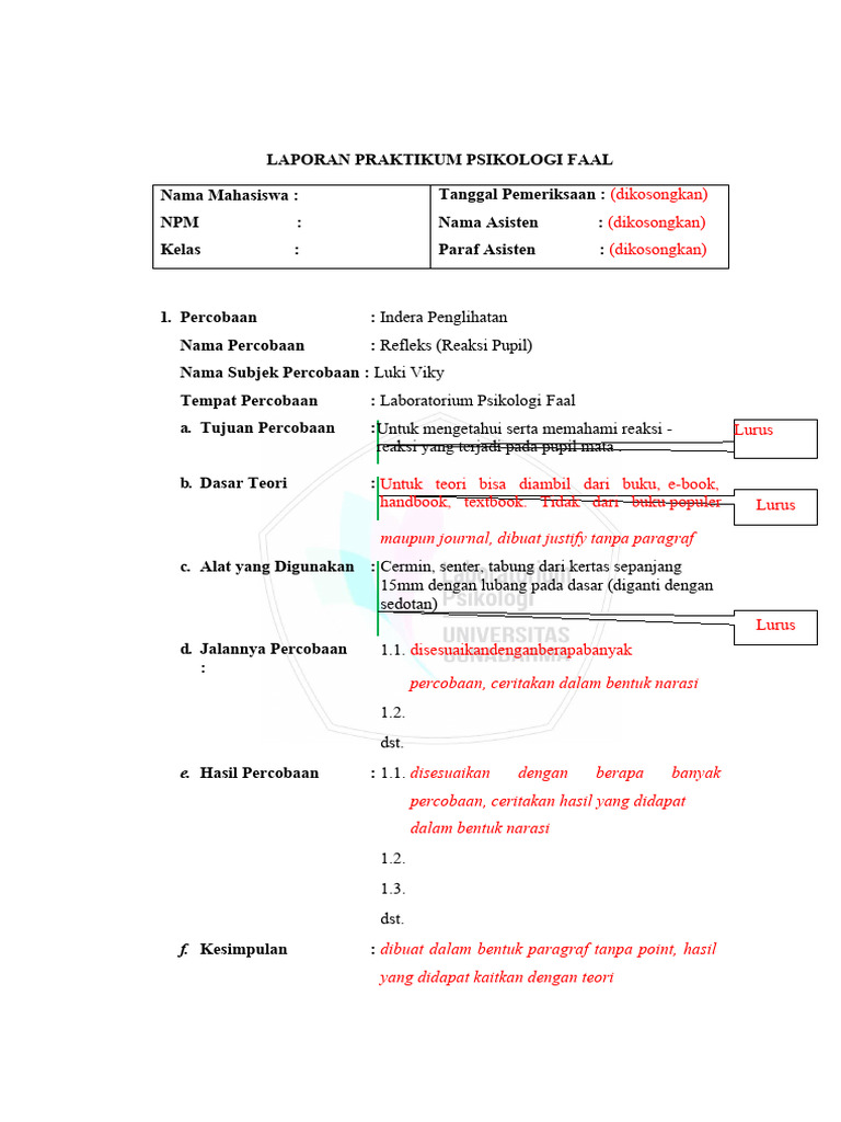 3. FORMAT LAPORAN PSIKOLOGI FAAL | PDF
