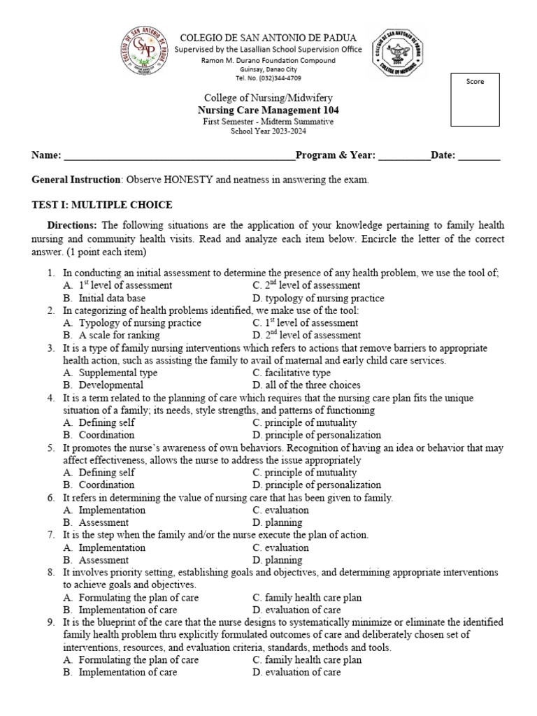 NC 104 Midterm Summative | PDF | Genetic Disorder | Family