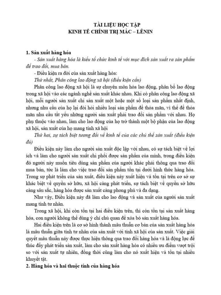 Tài liệu học tập KTCTML 2023 | PDF