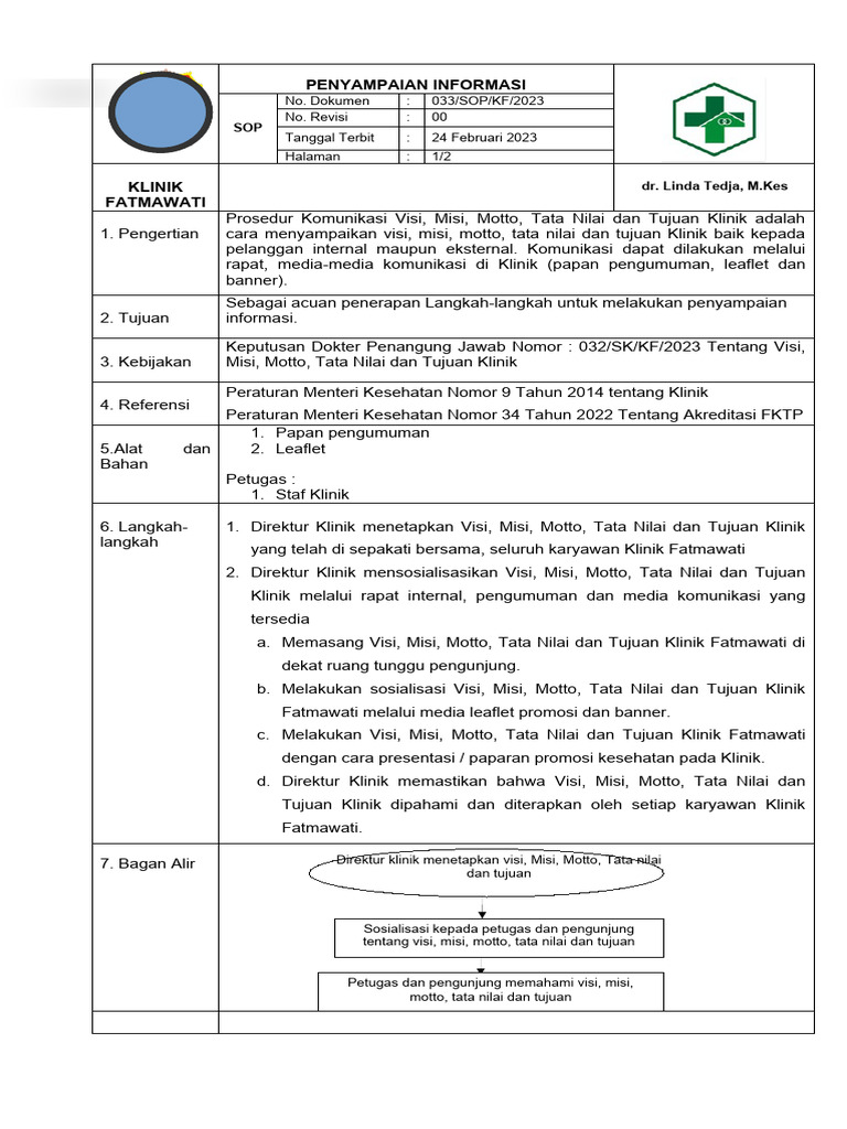 Sop Penyampaian Informasi Klinik Fatmawati | PDF | Karier & Perkembangan | Pengelolaan Keuangan ...
