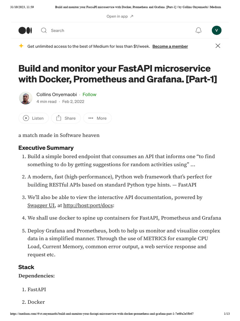 Build and Monitor Your FastAPI Microservice With Docker, Prometheus and Grafana. (Part-1) - by ...