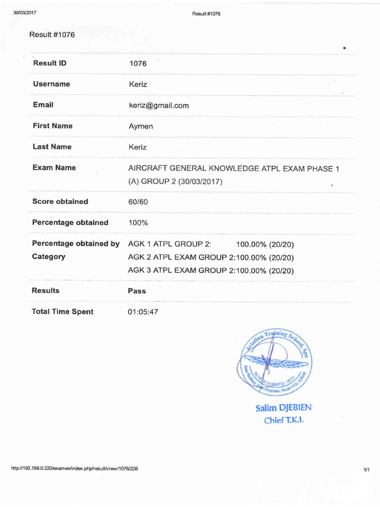 7 Resultats Examens ATPL | PDF