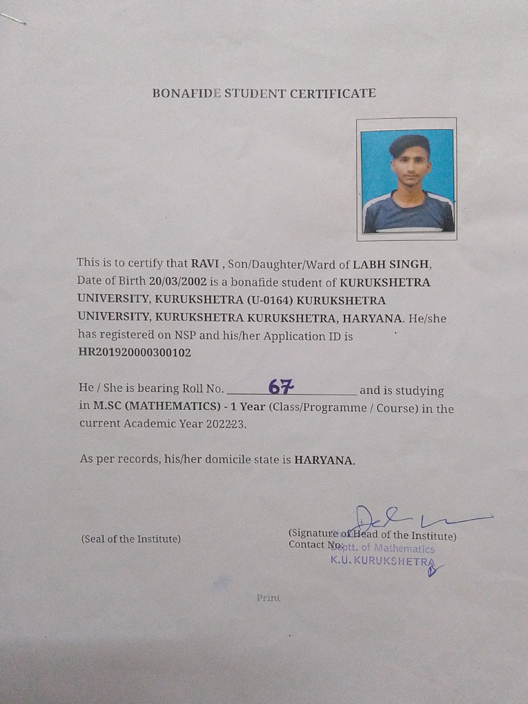 Bonafied Certificate NSP | PDF