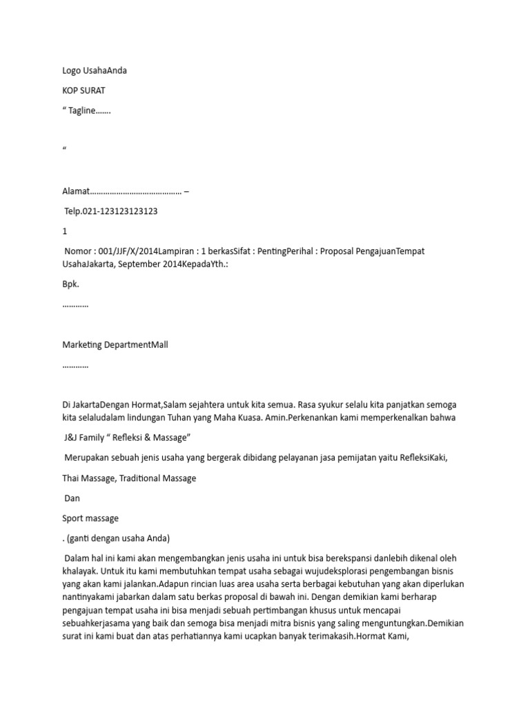 Proposal Pengajuan Kios Rusunawa KS Tubun | PDF | Karier & Perkembangan | Bisnis