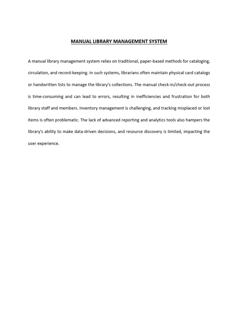 Manual Library Management System | PDF | Libraries | Computer Programming