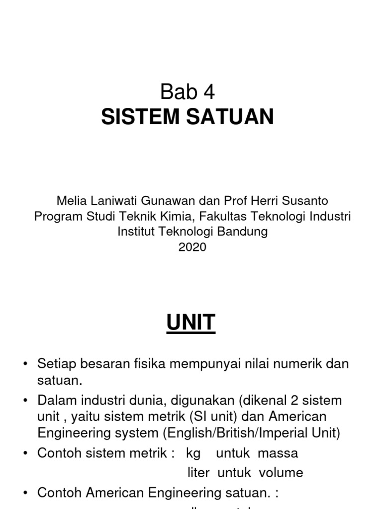 PTK Bab 4 Sistem Satuan 2021 | PDF