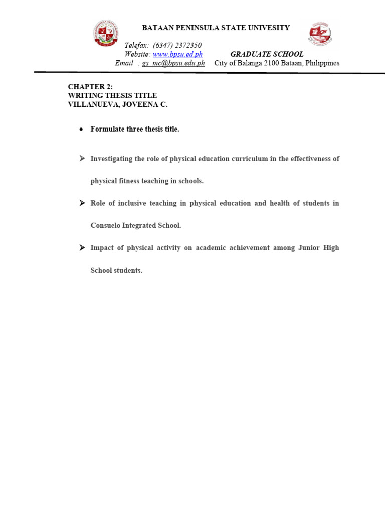 CHAPTER 2 writing thesis title | PDF