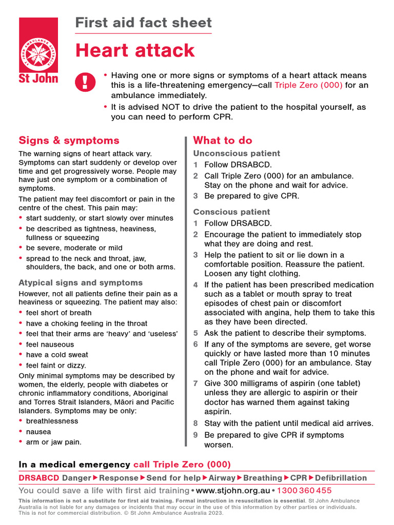 Fact Sheets - Heart Attack | PDF | Myocardial Infarction ...