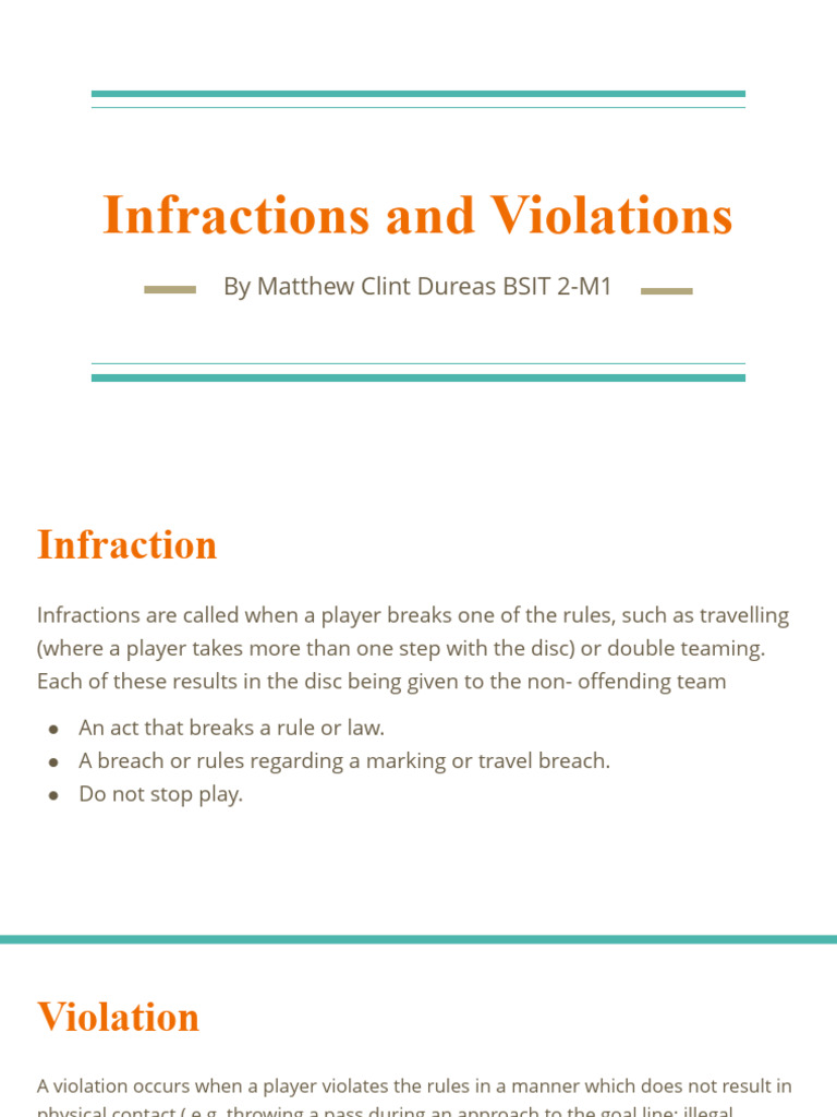 Ultimate Frisbee Rule Infractions Guide | PDF