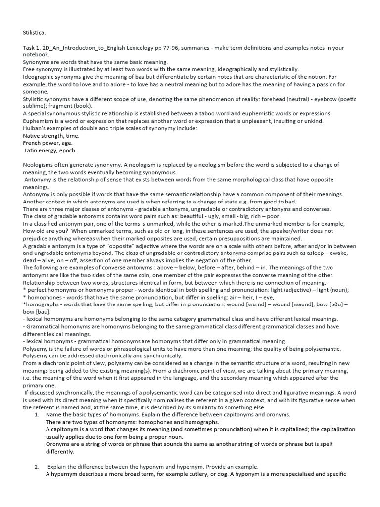 Tema Pe Acasa Lexicologie | PDF | Word | Vocabulary