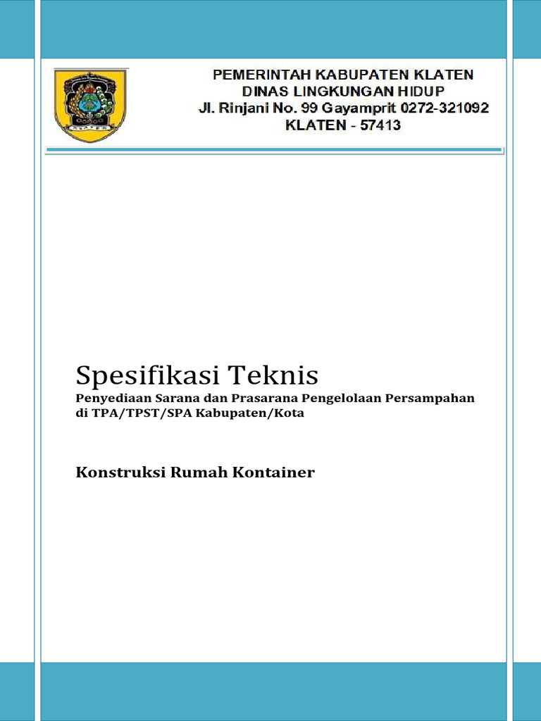 RKS Konstruksi Rumah Kontainer Pasar Gede | PDF