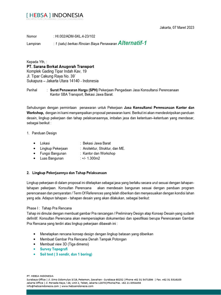 Alternatif-1 - Proposal Design Kantor Dan Workshop Pt. Sba Tansport | PDF | Seni
