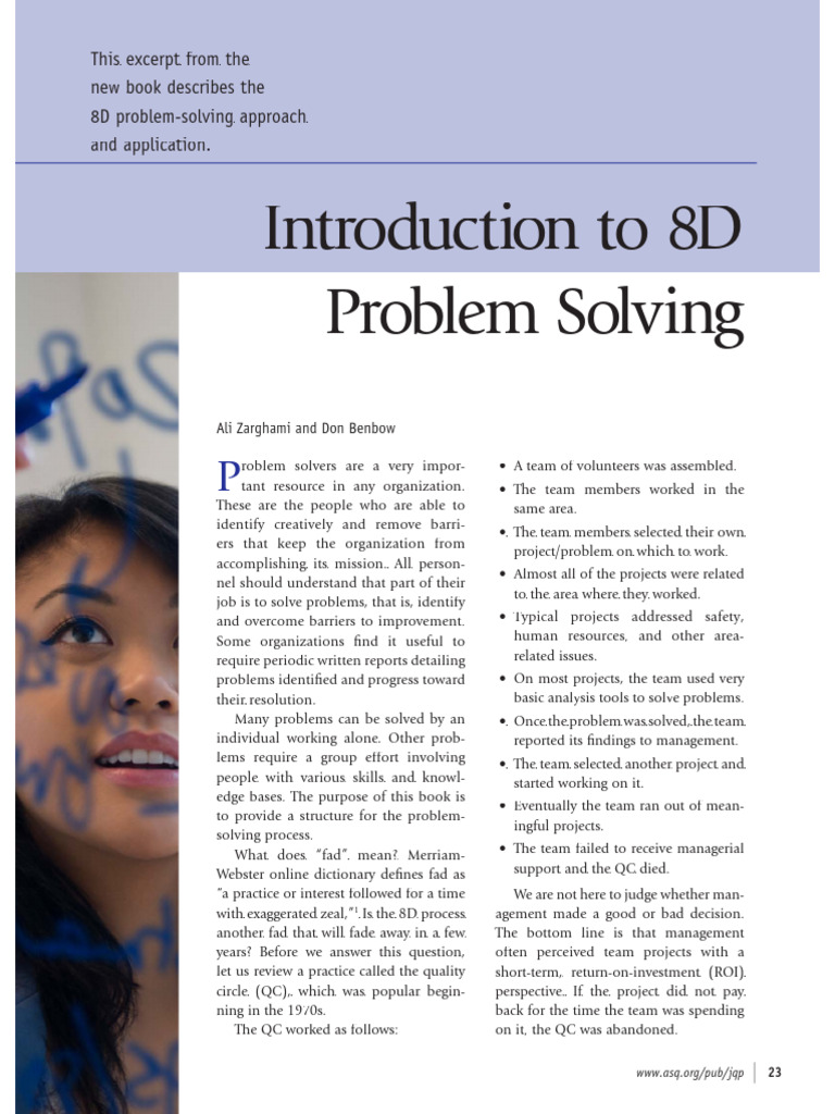 Introduction To 8D Problem Solving | PDF