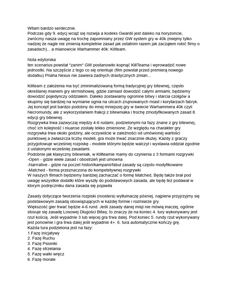 KillTeam (1. Edycja) - Zasady Podstawowe | PDF