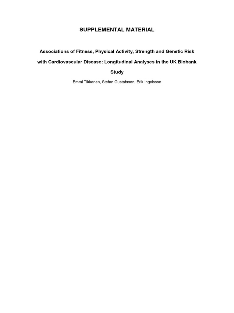 NIHMS946504 Supplement Supp - PDF | PDF | Single Nucleotide Polymorphism | Cardiovascular Diseases