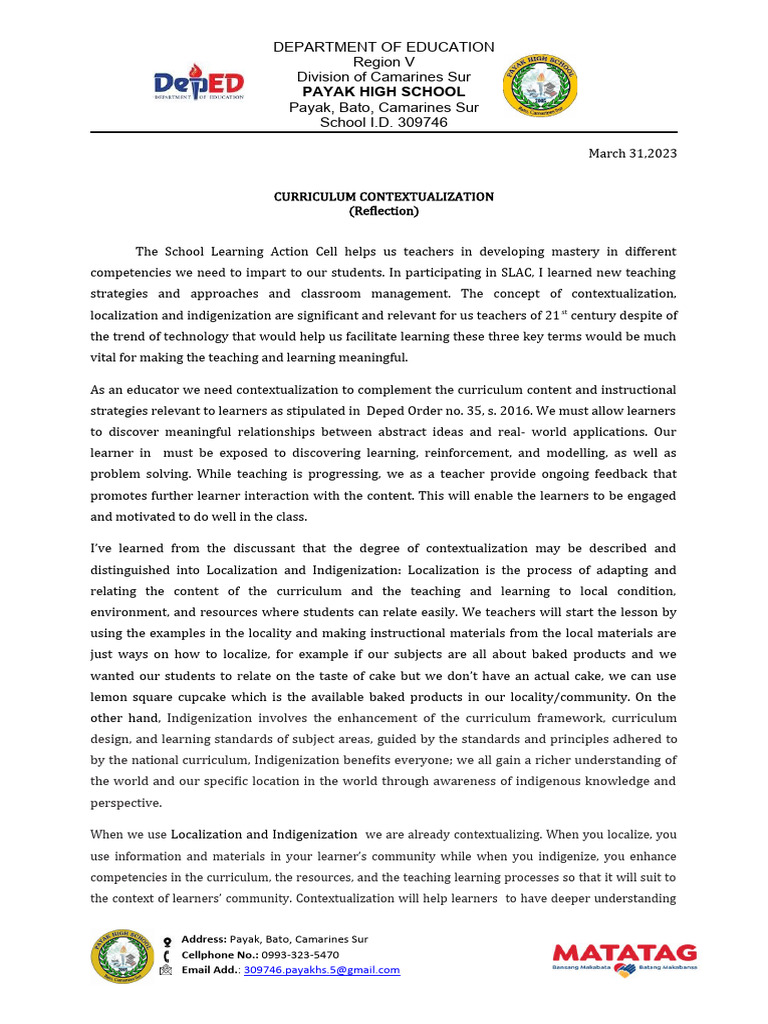 Reflection3 Slac | PDF | Educational Assessment | Learning