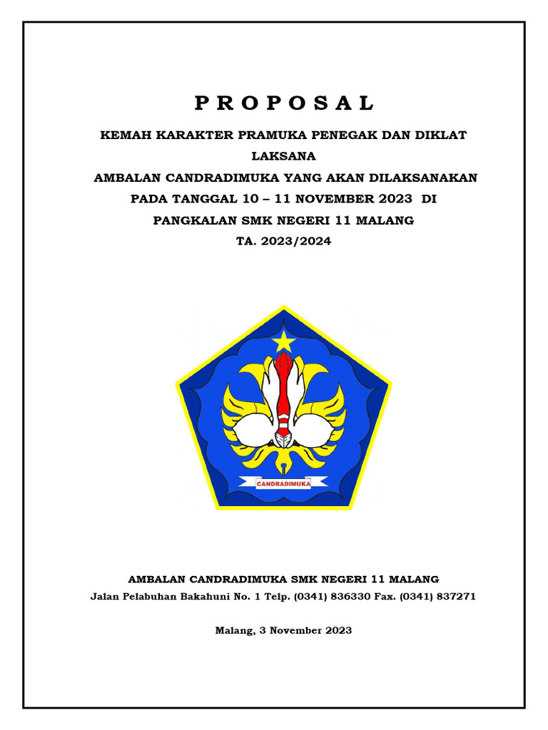 Proposal Kemah Karakter Pramuka Penegak Benar | PDF