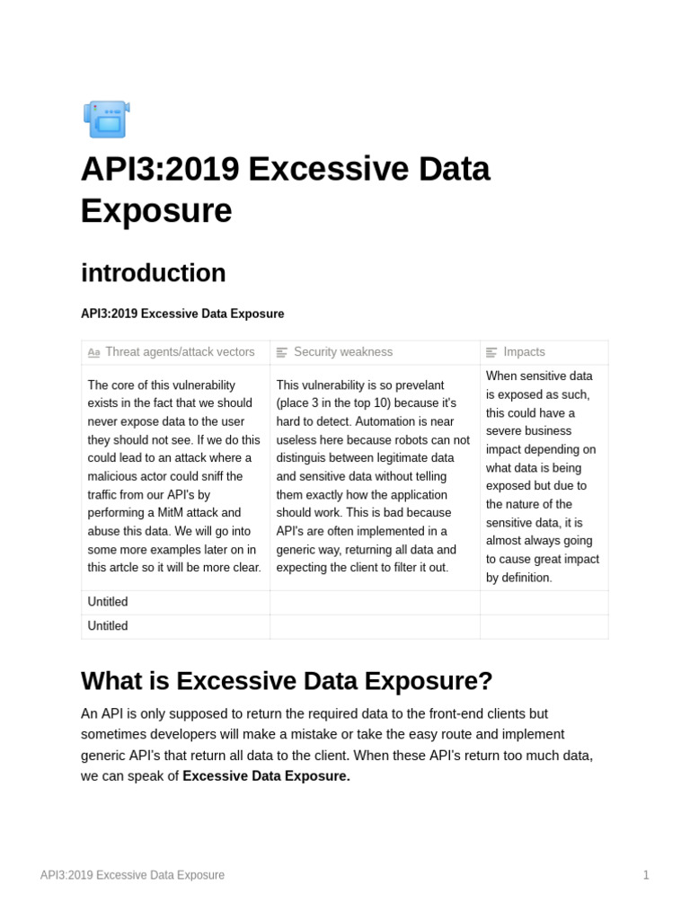 API3 2019 Excessive Data Exposure | PDF | Vulnerability (Computing) | Software
