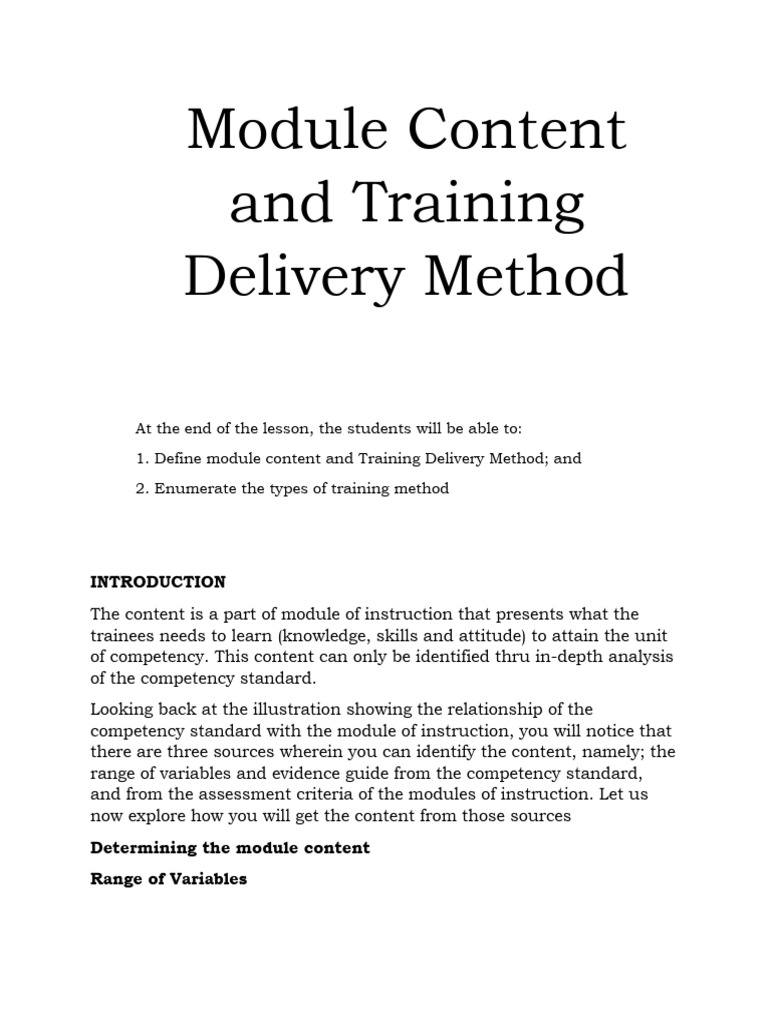 Module Content and Training Delivery Method | PDF | Learning | Attitude (Psychology)