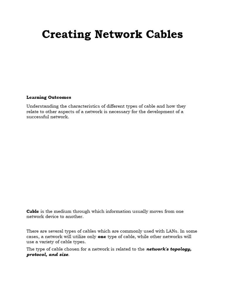 Creating Network Cables: Learning Outcomes | PDF | Computer Network ...