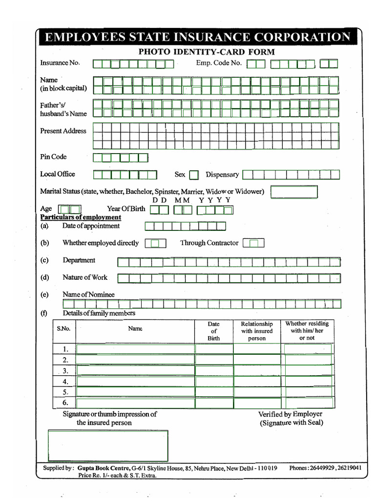 Form 1 - ESI Declaration | PDF