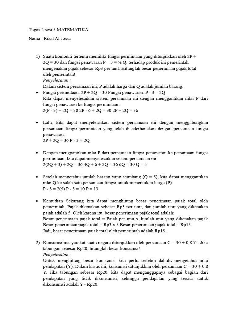 Tugas 2 Sesi 5 MATEMATIKA | PDF | Pengelolaan Keuangan & Uang | Sains & Matematika