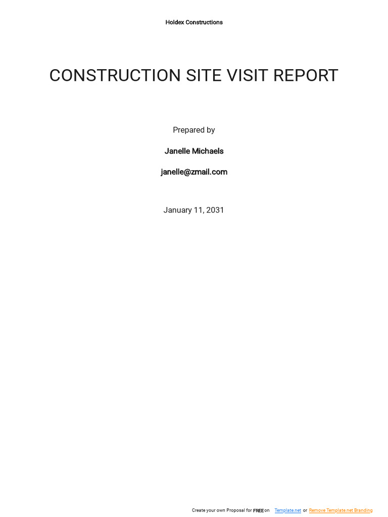 Construction Site Visit Report Template | PDF | Art