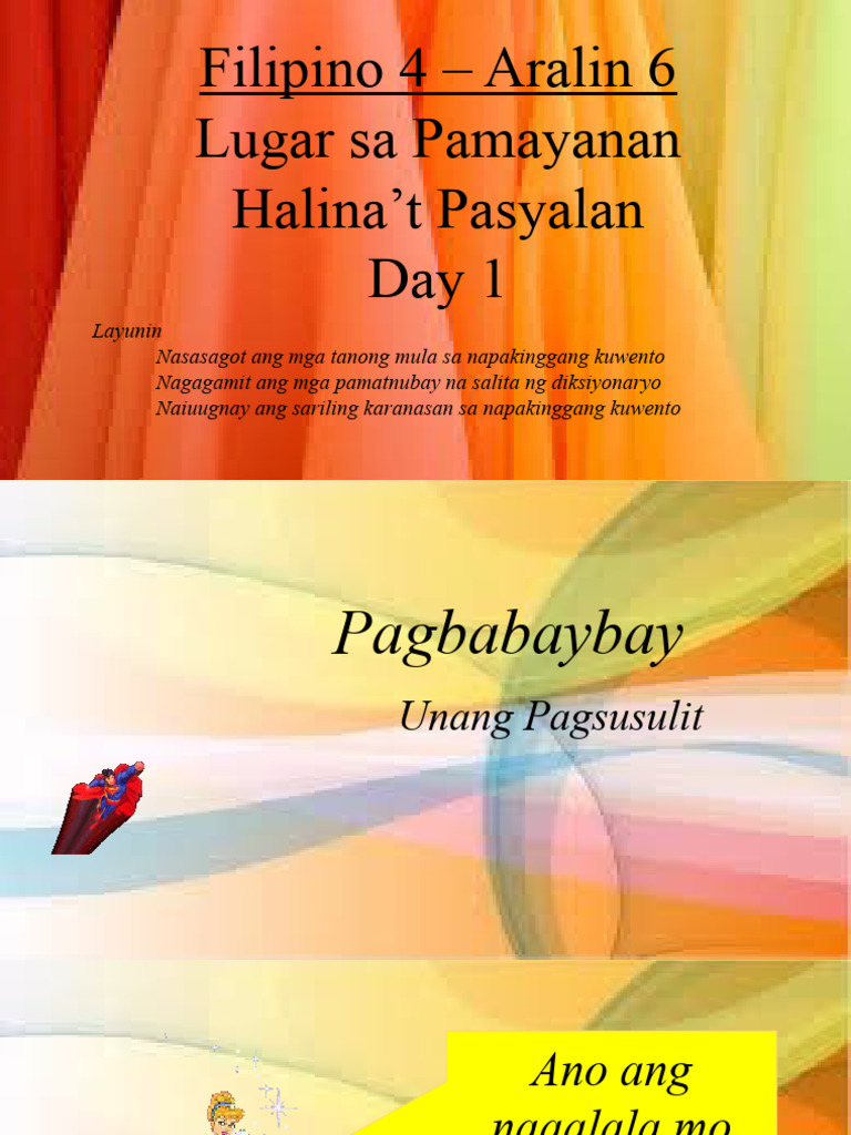 Aralin 6 - Lugar Sa Pamayanan, Halina - T Pasyalan-Day 1 | PDF