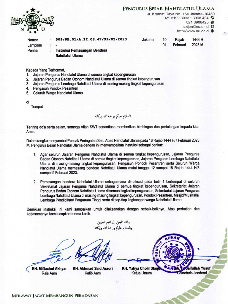 Instruksi Pemasangan Bendera NU | PDF