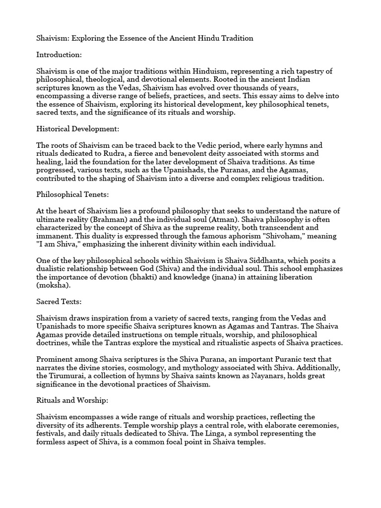 Shaivism: Essence of Hindu Tradition | PDF | Brahman | Shiva