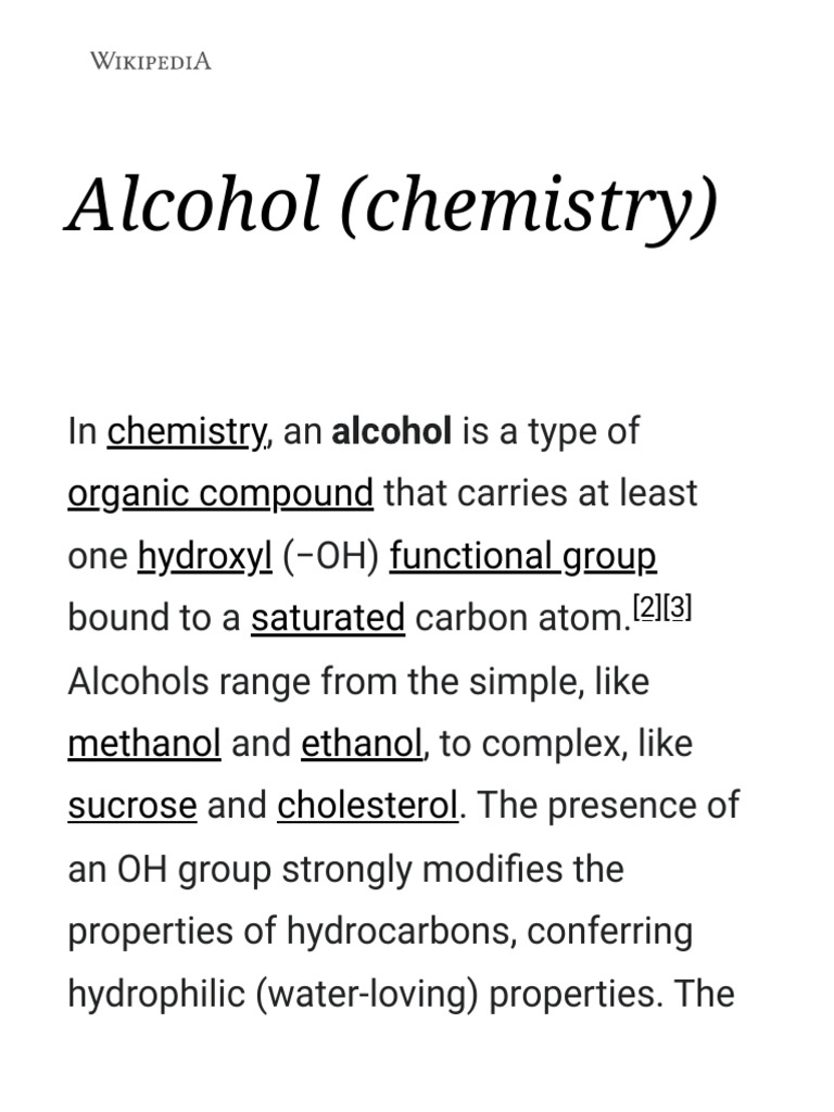 Alcohol (Chemistry) - Wikipedi | PDF | Ester | Chemical Substances