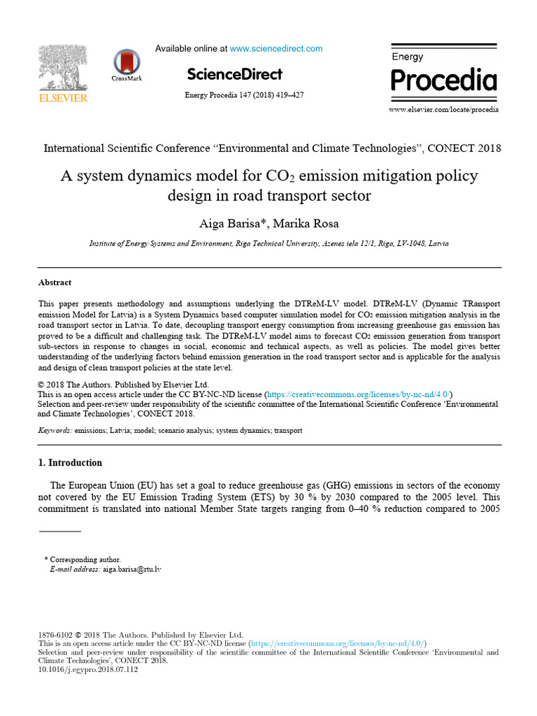 A System Dynamic Model For CO2 Emission Mitigation Policy Design in ...