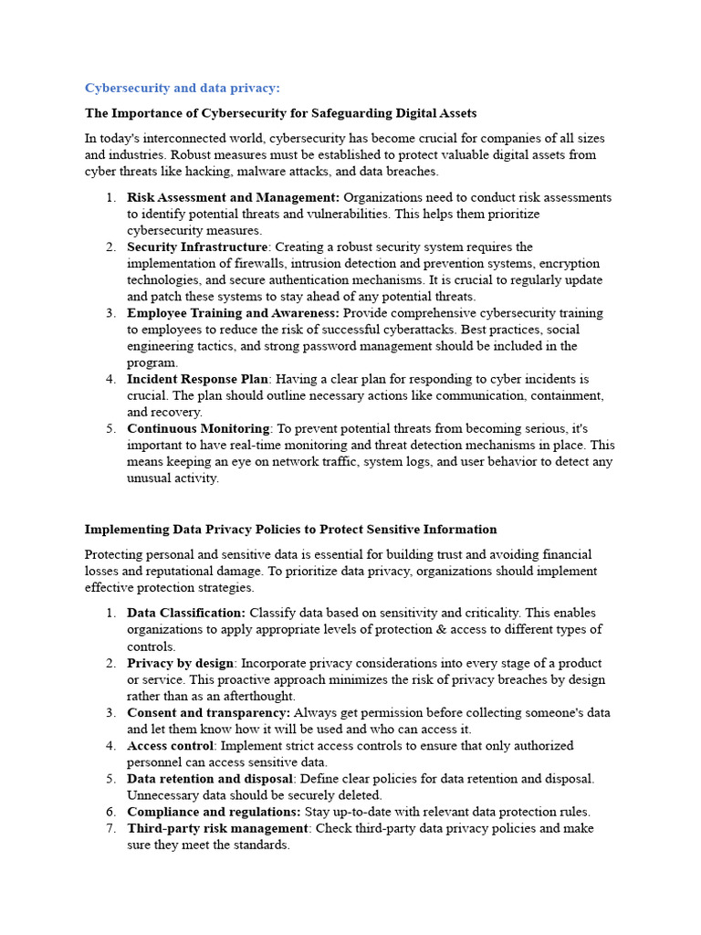 Cybersecurity and Data Privacy MGT TERMPAPER PART 5 | PDF | Security | Computer Security