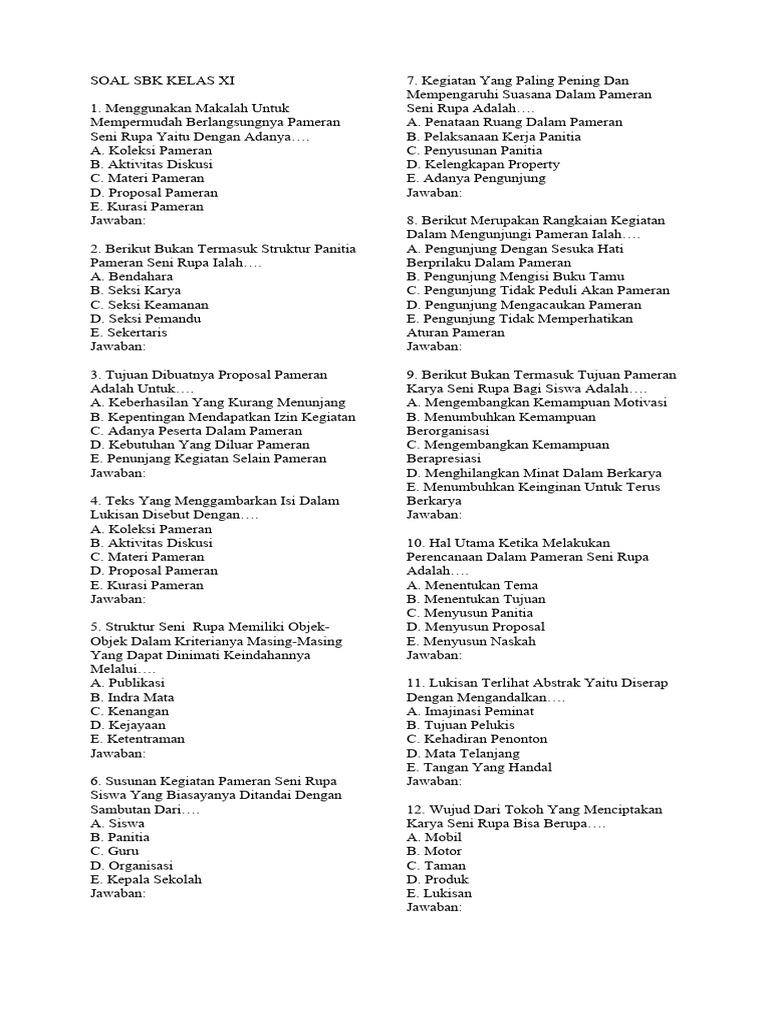 Siswa Soal SBK Xi Genap | PDF