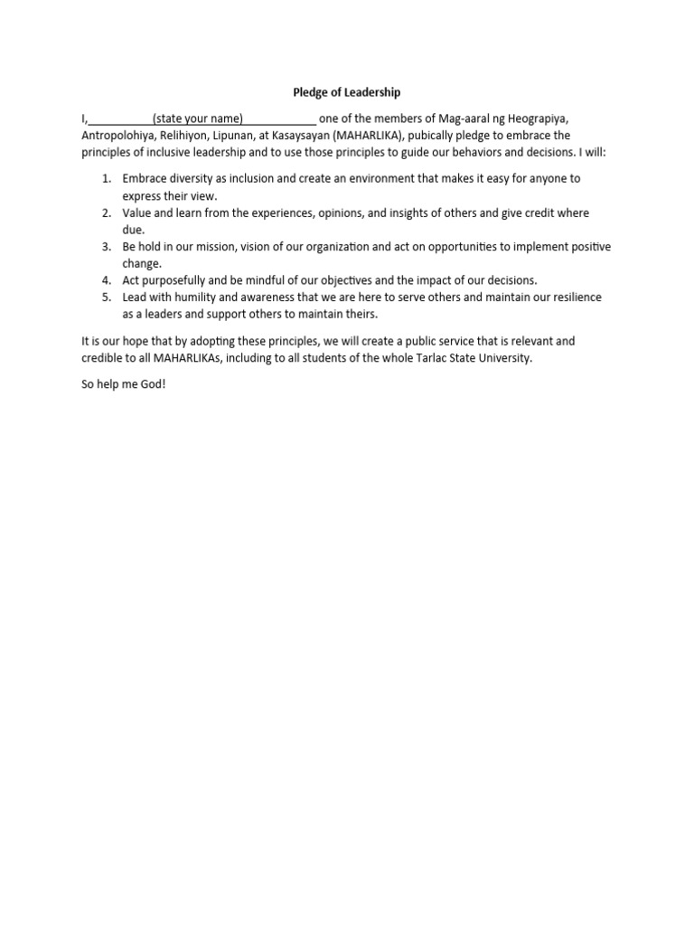 Pledge of Leadership and House Rules | PDF | Leadership