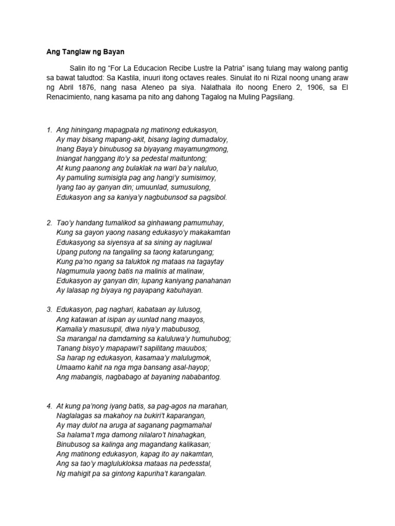 Ang Tanglaw NG Bayan | PDF