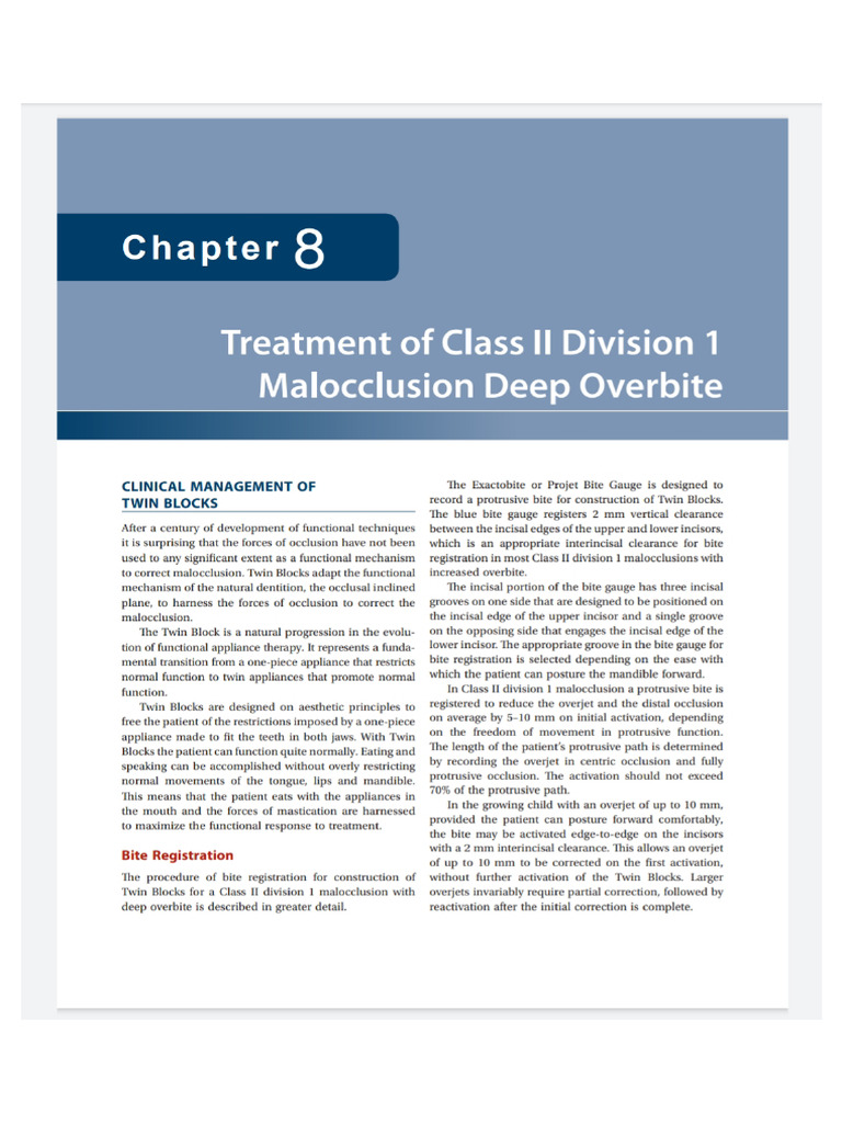 Treatment of Class II Division 1 Malocclusion | PDF