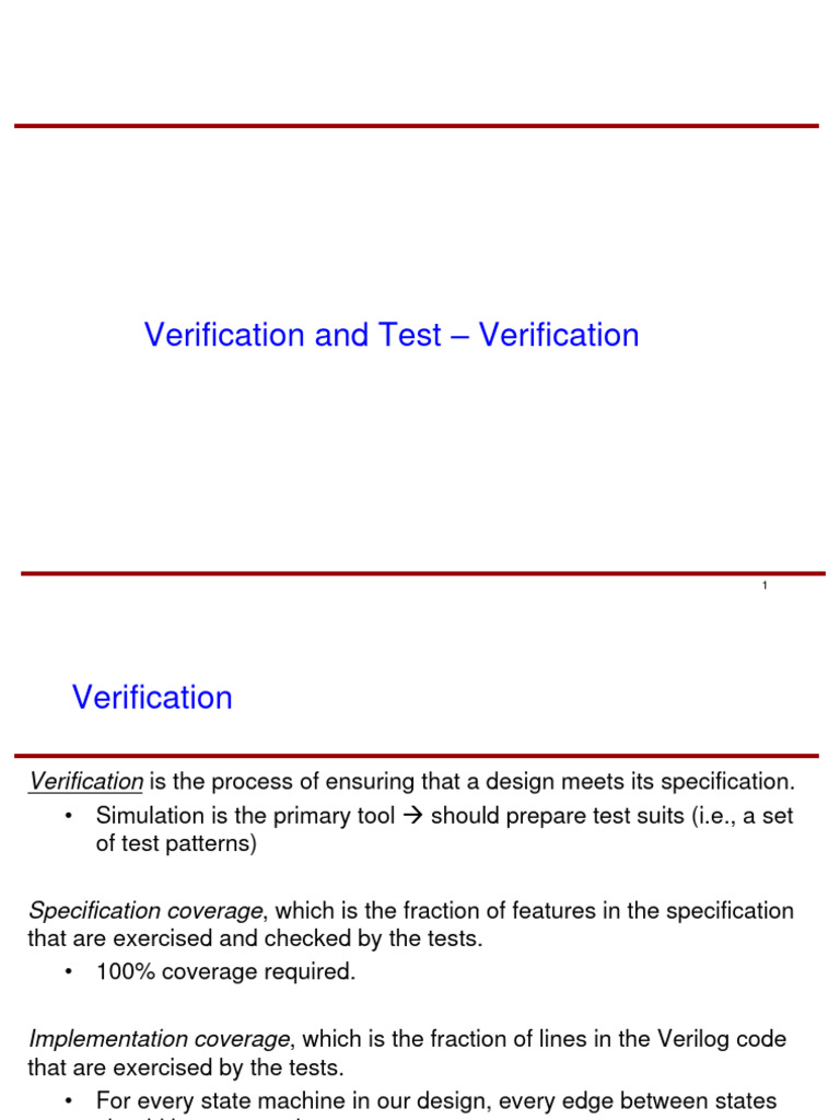 Week 13 - Verification and Test | PDF | Formal Verification | Computer ...