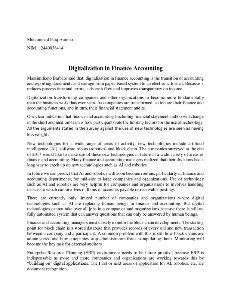 Digitalization in Finance Accounting rev1 pdf | PDF | Audit ...