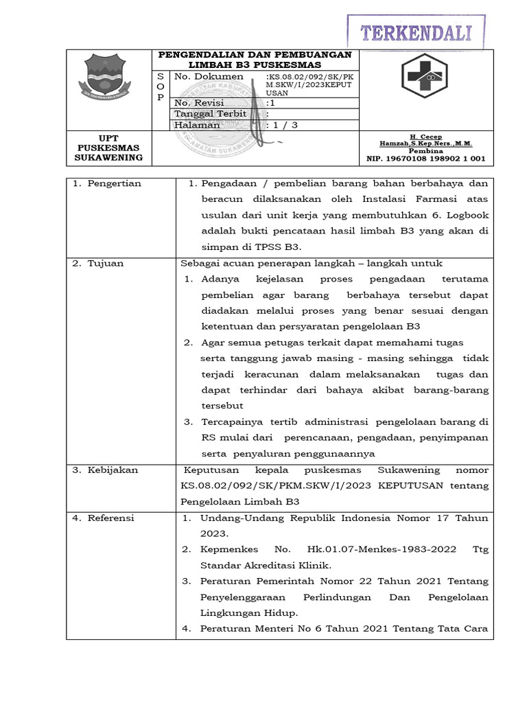 Sop Pengadaan Bahan Berbahaya Dan Beracun | PDF