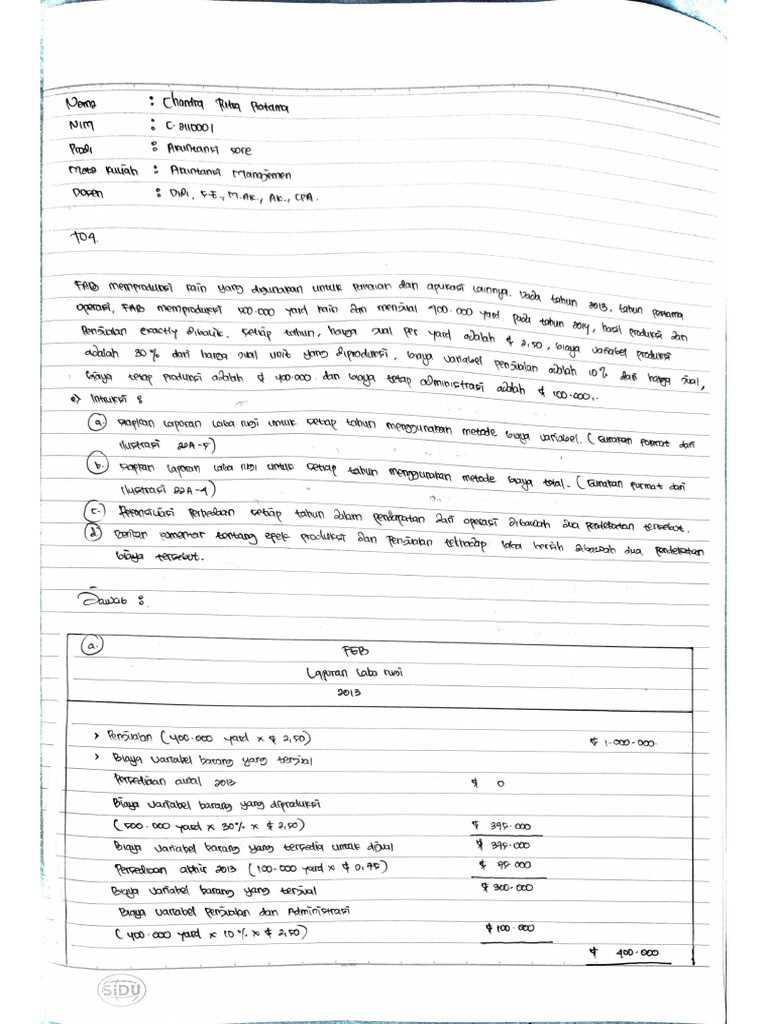 T04 Akuntansi Manajemen-Chandra Putra Pratama C.2110001 | PDF