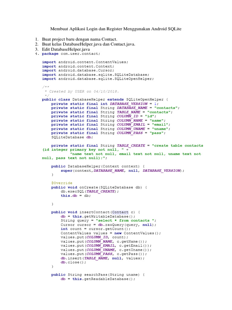 Membuat Aplikasi Login dan Register Menggunakan Android SQLite | PDF | Computing | Computer ...