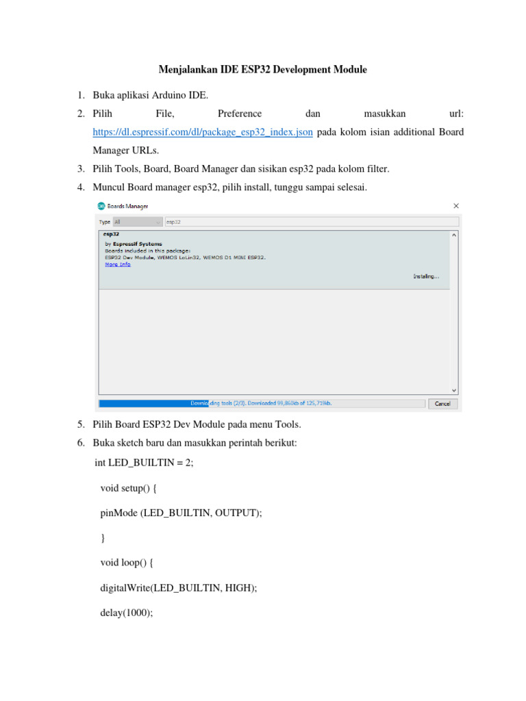 1 Menjalankan IDE ESP32 Development Module | Download Free PDF ...