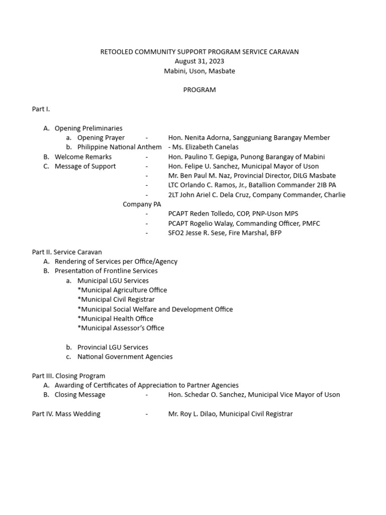 RCSP Service Caravan Program | PDF